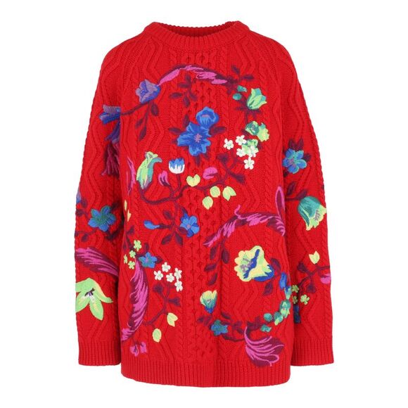 Versace | Sweaters | Versace Floral Embroidered Cable Knit Sweater ...